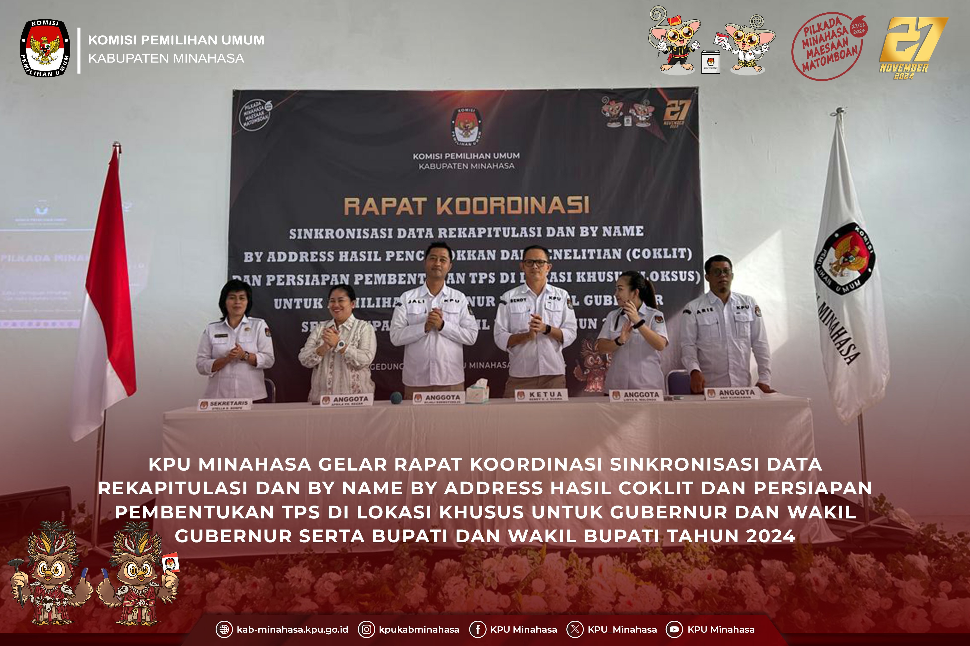 KPU KAB-MINAHASA - KPU MINAHASA GELAR RAPAT KOORDINASI SINKRONISASI DATA REKAPITULASI DAN BY ...
