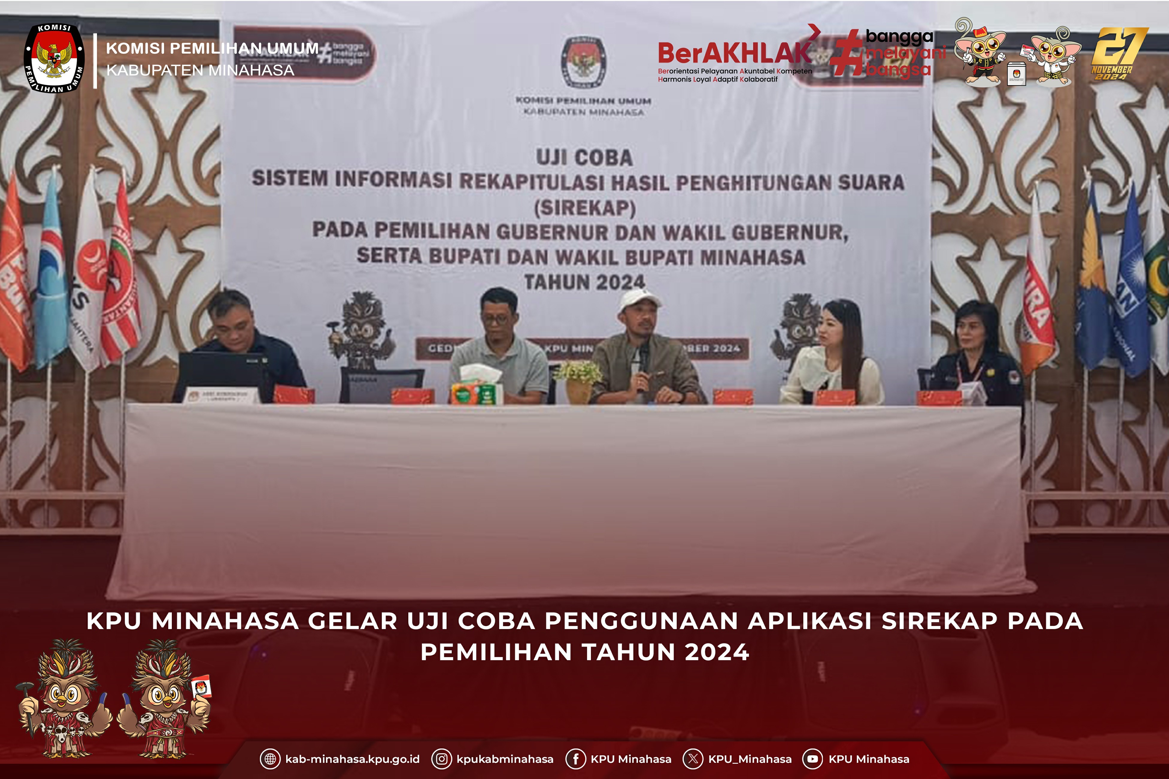 KPU KAB-MINAHASA - KPU MINAHASA GELAR UJI COBA PENGGUNAAN APLIKASI SIREKAP PADA PEMILIHAN TAHUN 2024